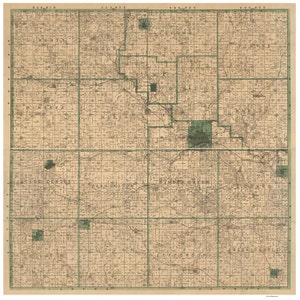 Marshall County Iowa 1896 Old Wall Map With Landowner Names Farm Lines ...
