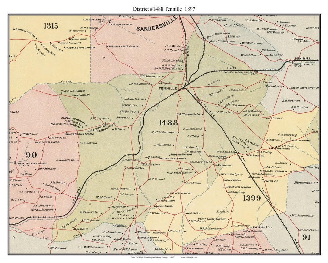 District 1488 - 1897 - Tennille - Old Town Map With Homeowner Names ...
