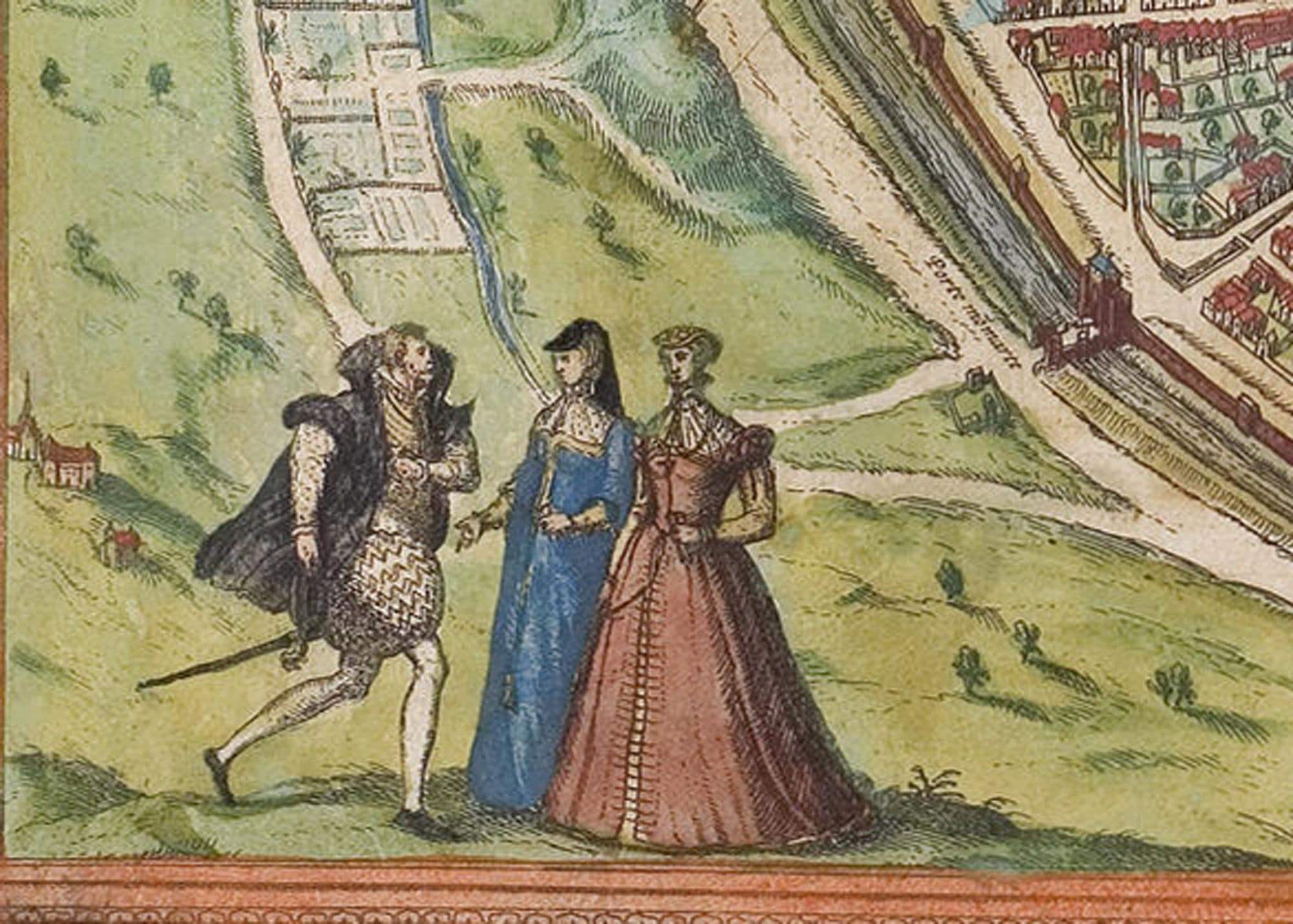 Old Map of Paris 1572 France -- Shows Old City Wall With a Moat and ...