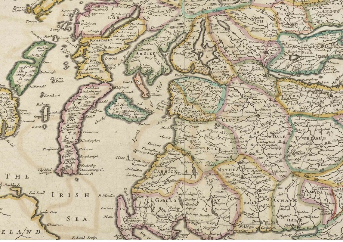 Scotland 1689 Old Map Greene Reprint | Etsy