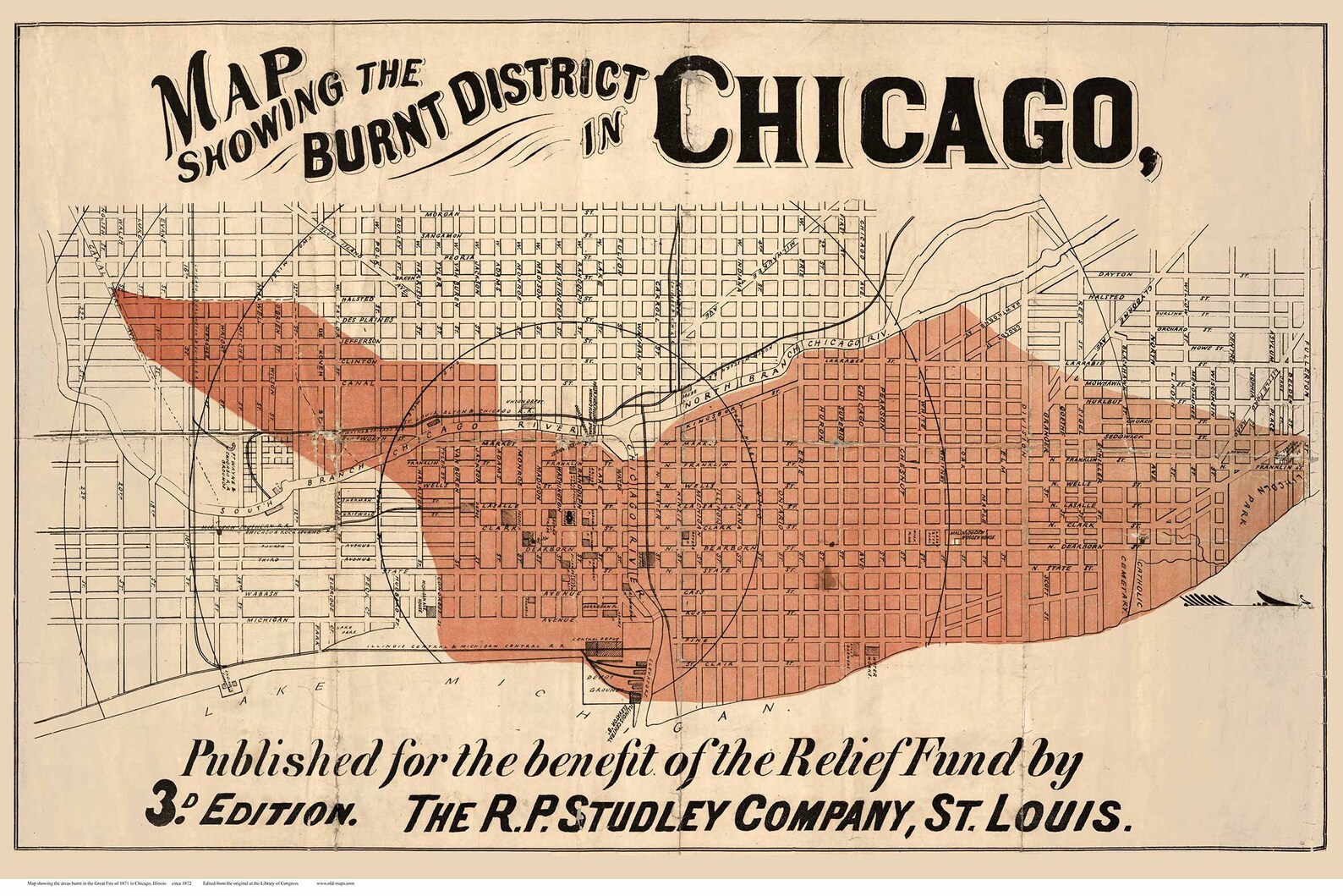 Chicago Circa 1872 Old Map Reprint Illinois - Etsy