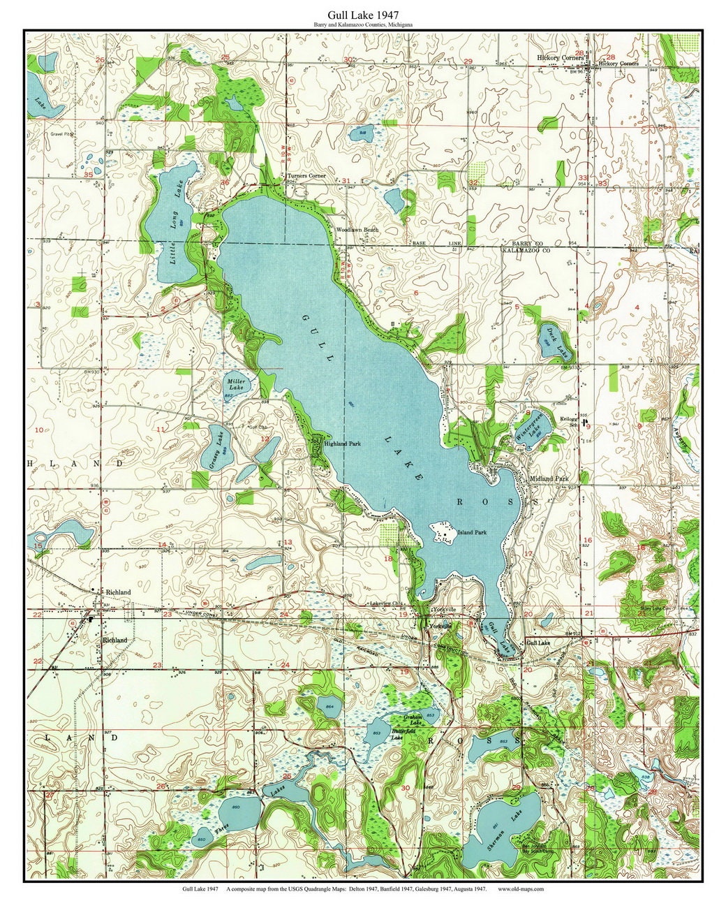 Hand Painted Map of Gull Lake, Minnesota, 1919 / Vintage Gull Lake Map ...