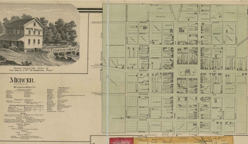 Mercer County 1860 Pennsylvania Wall Map With Homeowner - Etsy