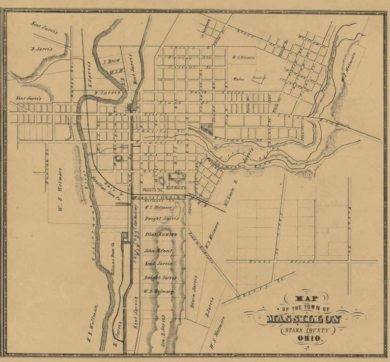 Stark County Ohio 1850 Old Wall Map Reprint With Homeowner - Etsy