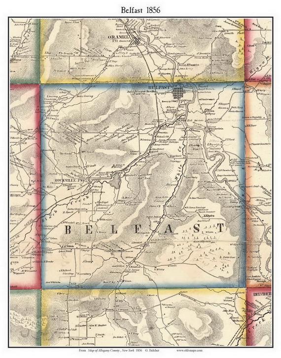 Belfast 1856 Old Town Map with Homeowner Names New York | Etsy