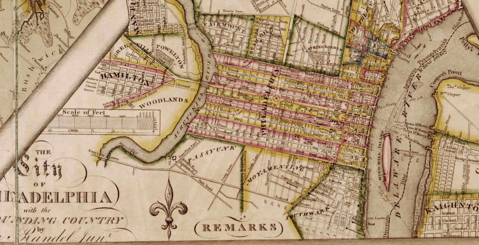 New York City & Surrounding Country 1821 Map by Randel Manhattan ...