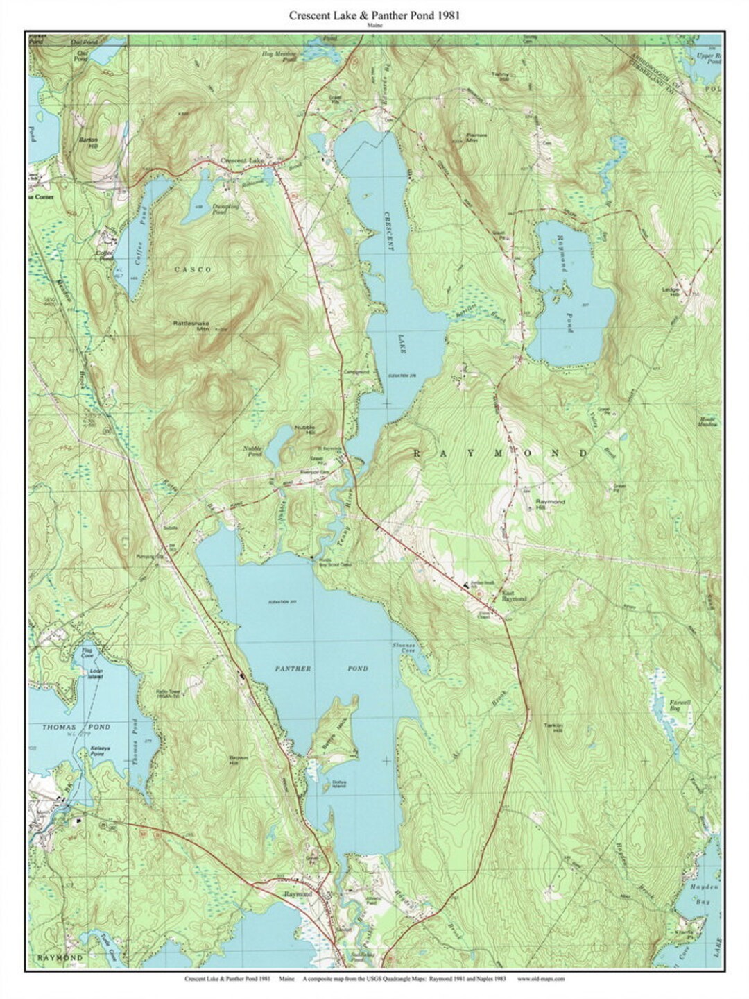 Crescent Lake 1981 Topographic Map USGS 7x7 Custom Composite Reprint ...