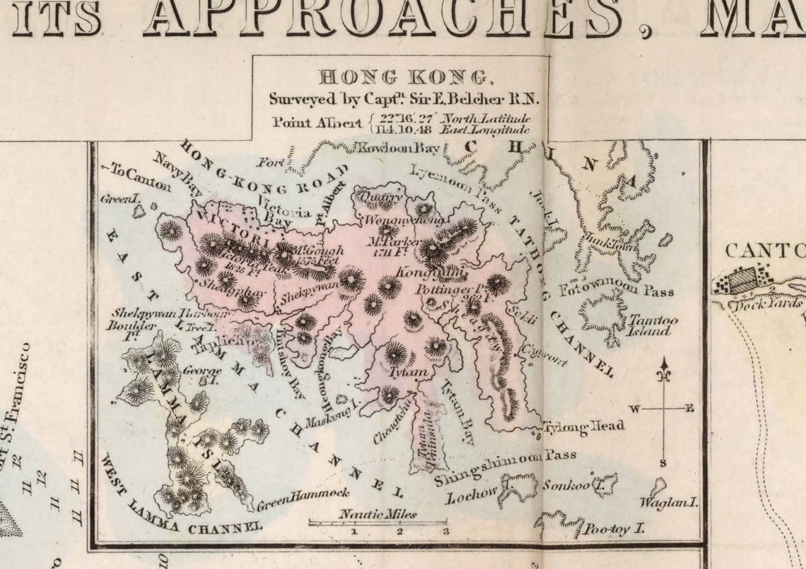 Hong Kong Macao Canton 1856 Map Guangzhou China Old Map Reprint - Etsy
