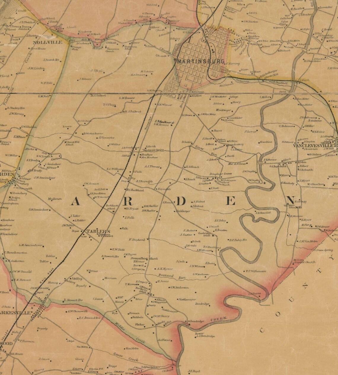 Berkeley County Map 1894 West Virginia Old Wall Map With - Etsy