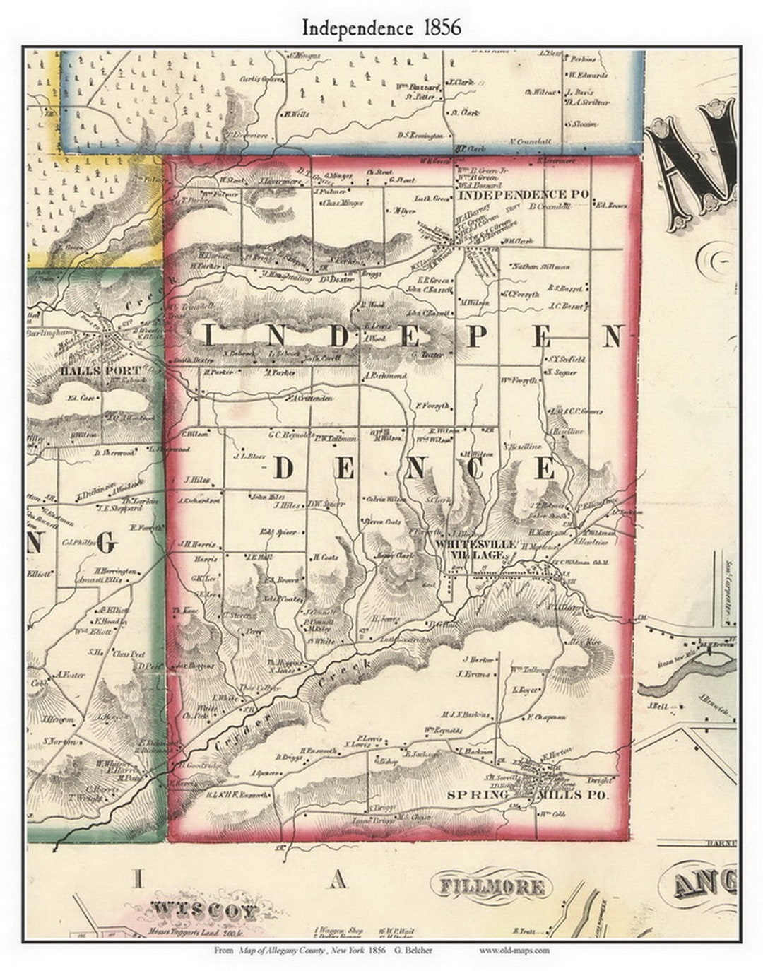 Independence 1856 Old Town Map With Homeowner Names New York - Etsy