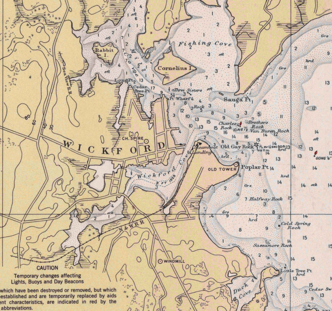 Wickford Harbor RI 1935 Nautical Map by the USCGS Reprint | Etsy