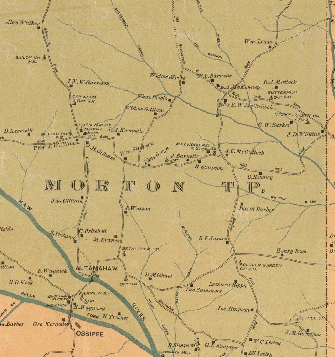 Alamance County North Carolina 1893 Old Wall Map With | Etsy