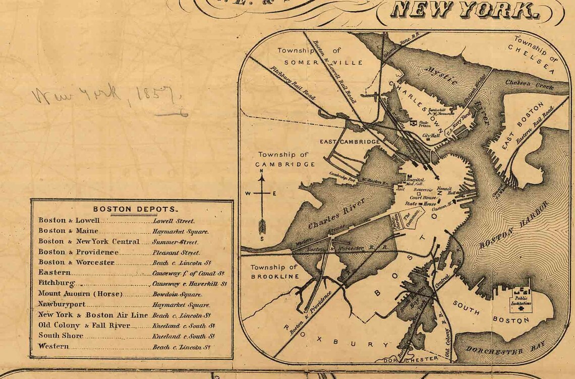 The United States of America 1857 Railroads Map - USA Map RR Reprint ...