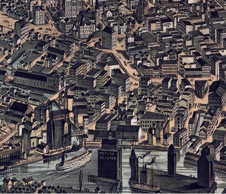 Buffalo 1880 Birds Eye View New York Reprint - Etsy