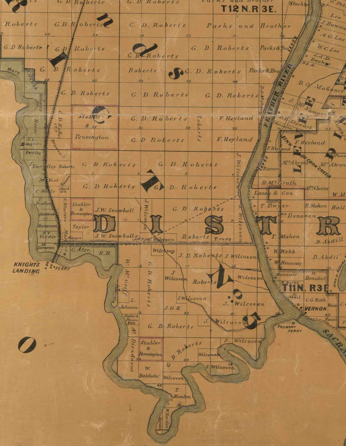 Sutter County California 1873 Old Wall Map Reprint with | Etsy