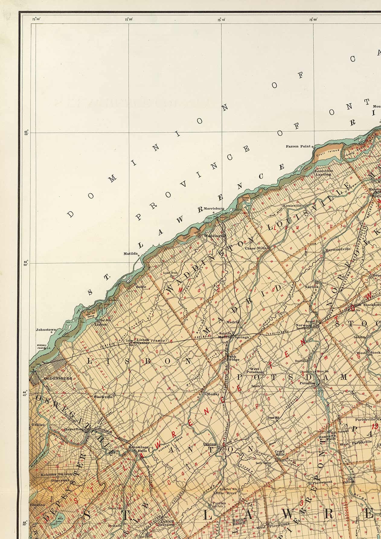 St Lawrence County 1895 Map New York Reprint Land Patents Bien | Etsy ...