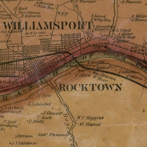 Lycoming County Pennsylvania 1861 - Wall Map With Homeowner Names ...