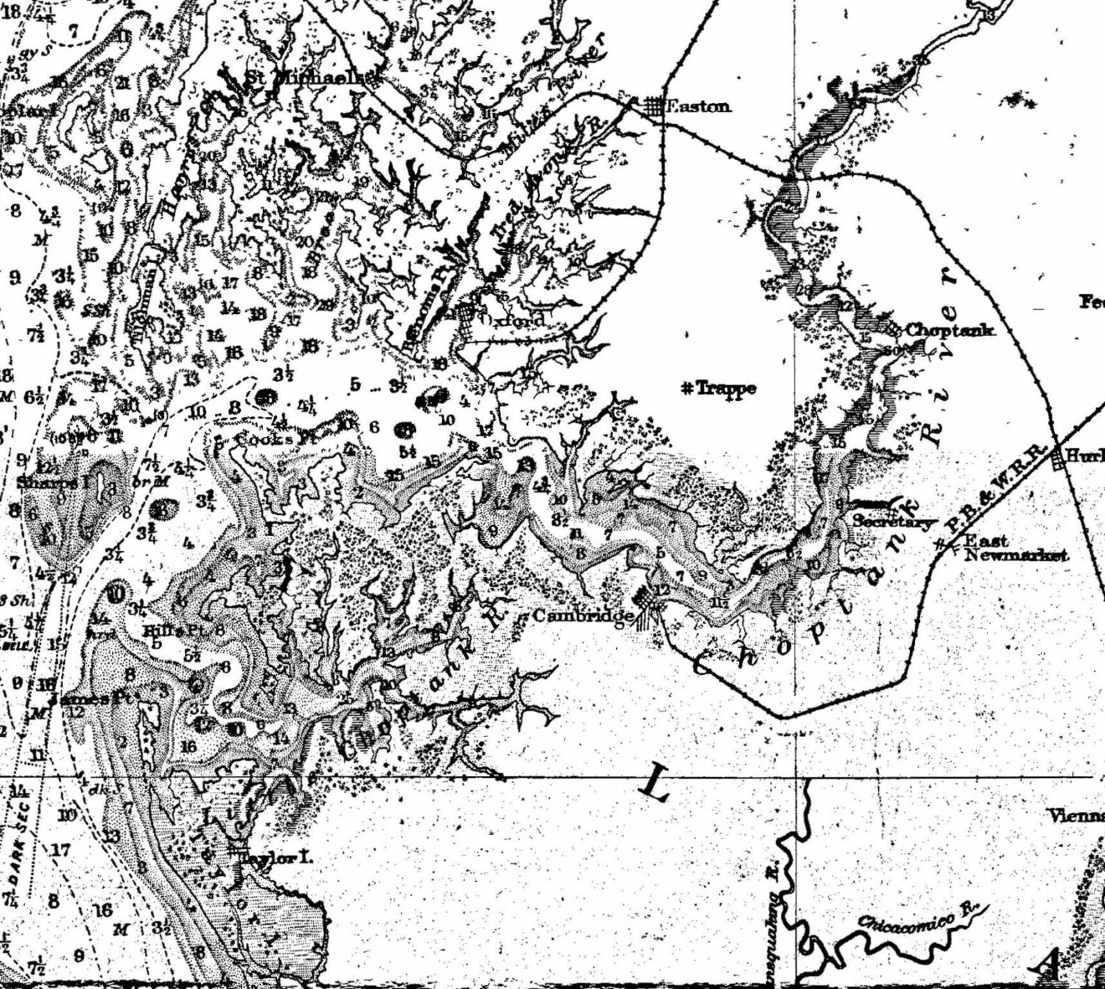Chesapeake & Delaware Bays (delmarva Peninsula) - 1915 Nautical Map ...