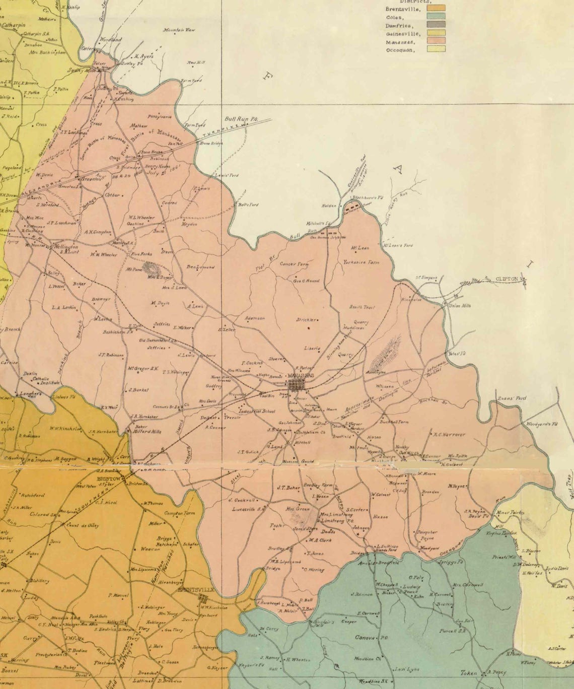 Prince William County Virginia 1901 Old Wall Map With - Etsy