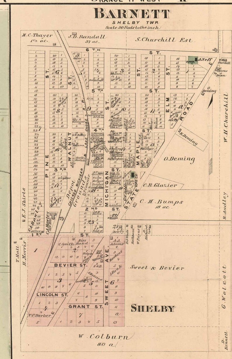 Oceana County Michigan 1876 Old Wall Map Reprint With - Etsy