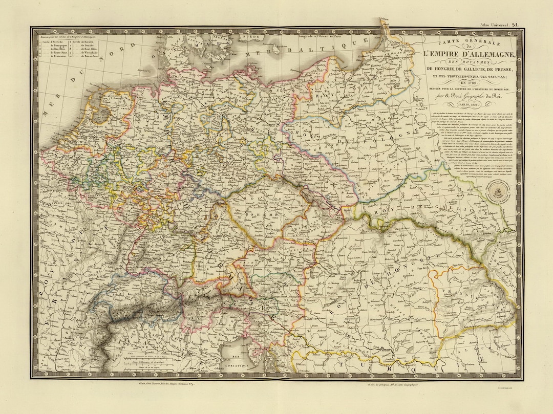 Germany 1826 Old Map - Europe - Etsy