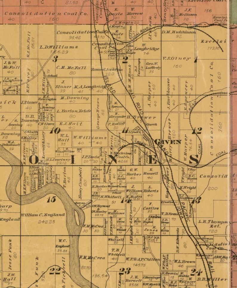 Mahaska County Iowa 1884 Old Wall Map With Landowner Names - Etsy