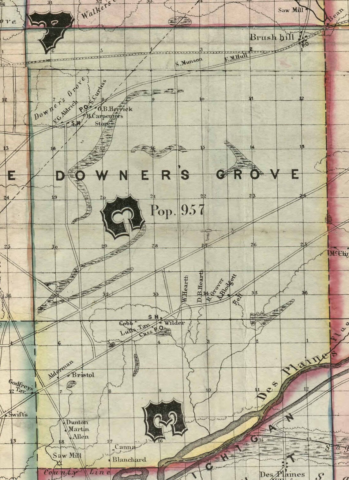 Cook & Dupage Counties Illinois 1851 Old Wall Map Reprint - Etsy