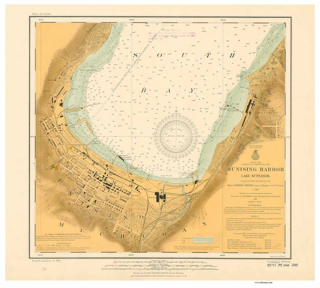 Munising Harbor 1913 - Lake Superior, Michigan -great Lakes Nautical ...
