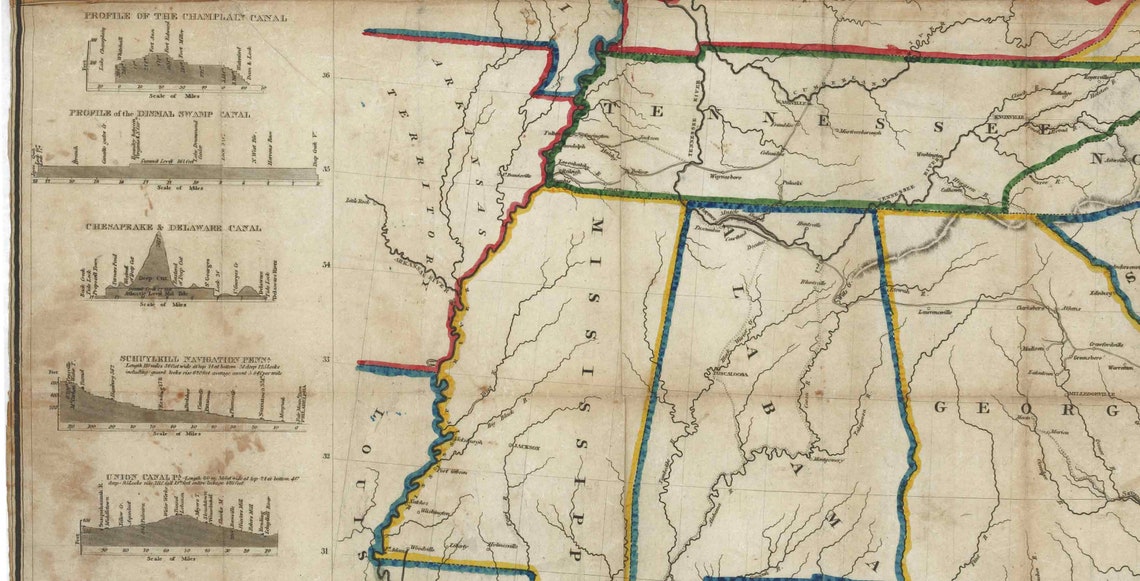 The United States of America 1834 Railroads Map USAMapRR | Etsy