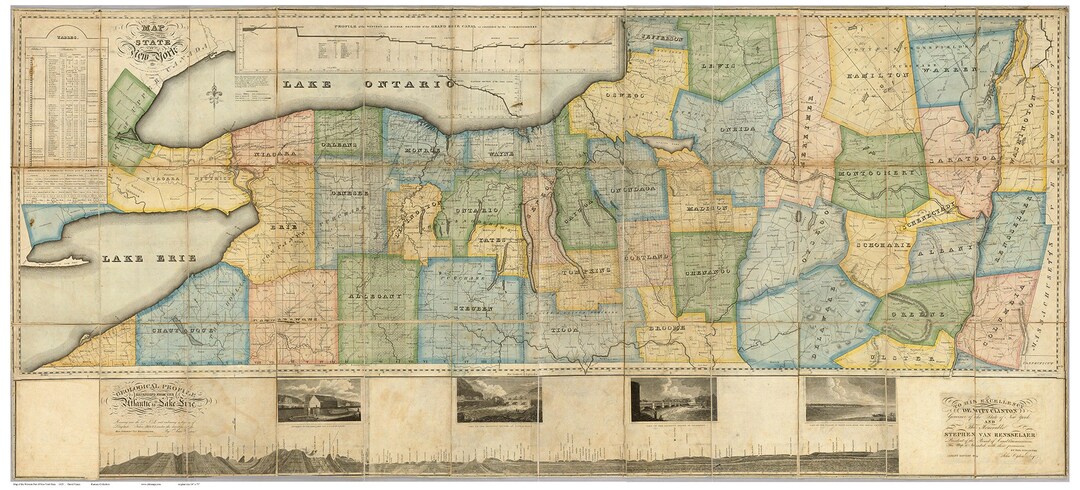 Western New York State 1825 - Old Map Reprint - New York Regional - Etsy