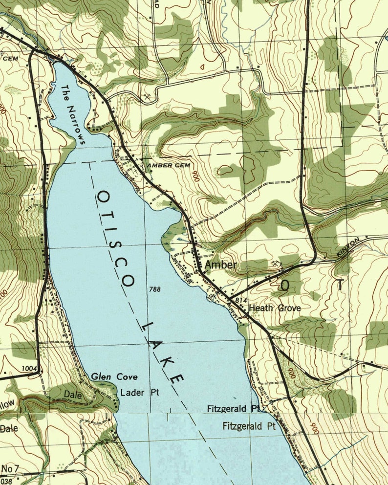 Owasco Skaneateles and Otisco Lakes Ca. 1943 USGS Old | Etsy