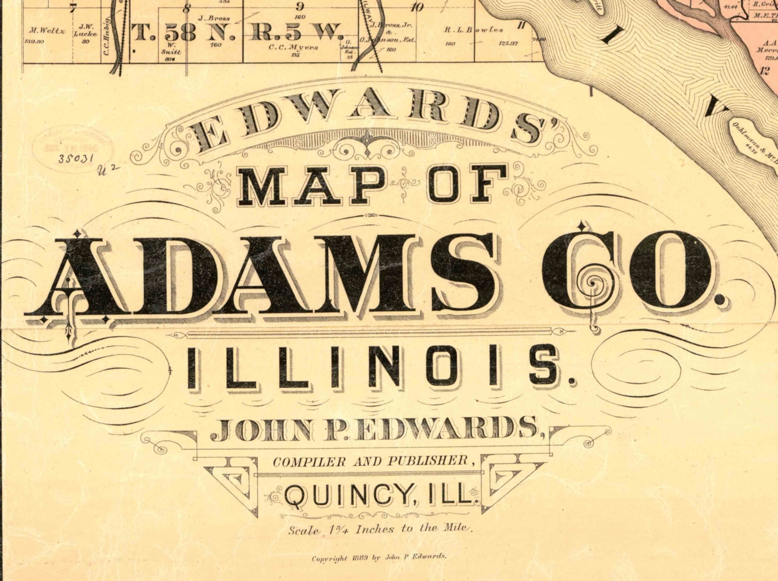 Adams County Illinois 1889 Old Wall Map Reprint With - Etsy