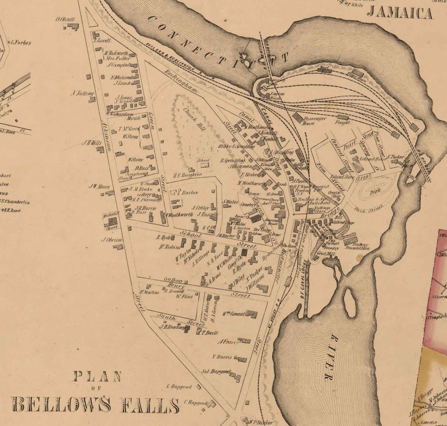 Windham County Vermont 1856 Old Wall Map Reprint With | Etsy