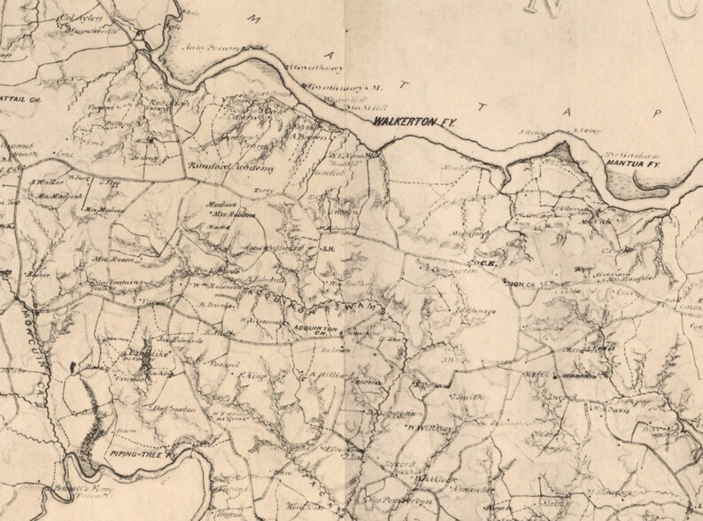 King William County Virginia 1865 Old Wall Map With Homeowners | Etsy