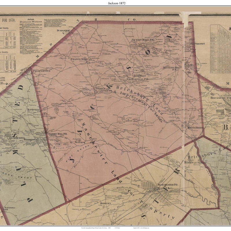 Ocean County Map With Towns - Etsy