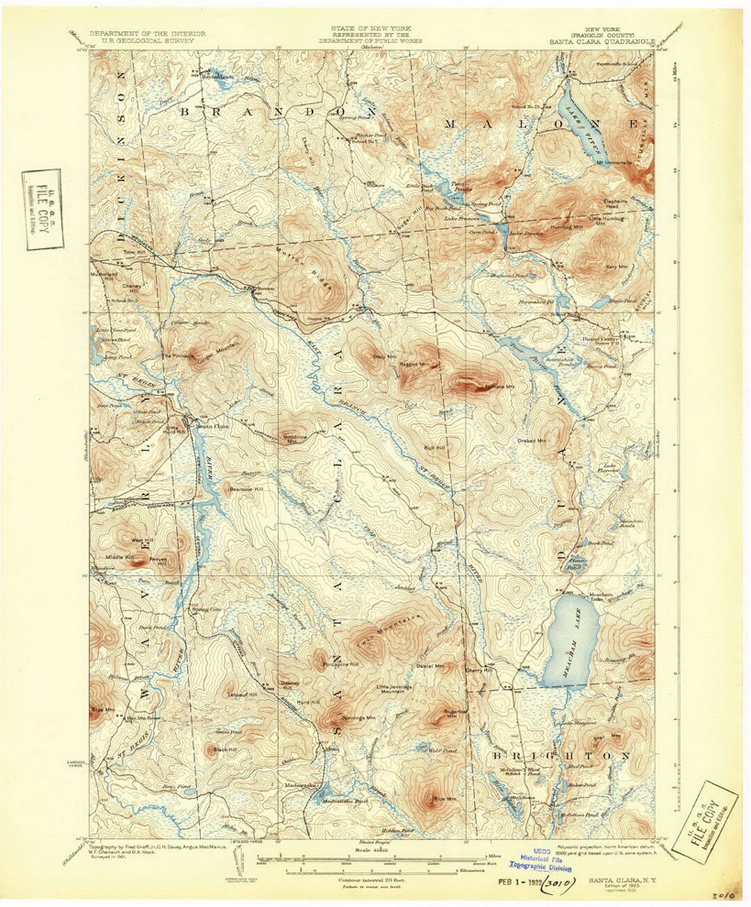 Santa Clara 1923 1932 Old Map Fine Meacham Lake Duane Brandon St Regis ...