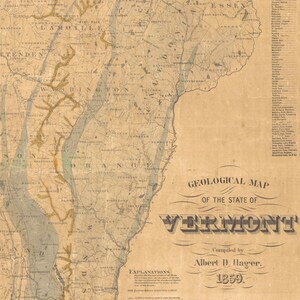 Vermont 1860 State Map - Walling Reprint - Etsy