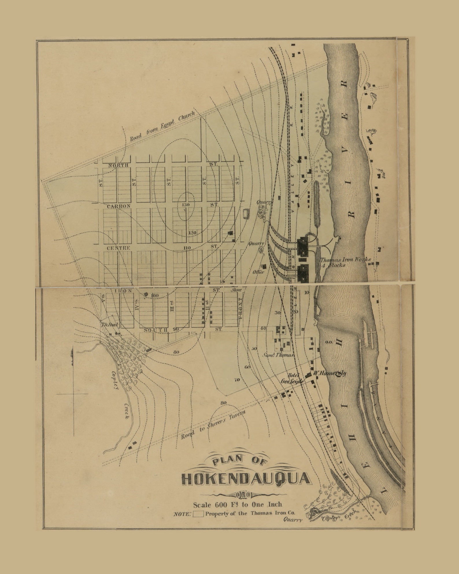 Hokendauqua Village 1865 Old Town Map With Homeowner Names South White ...