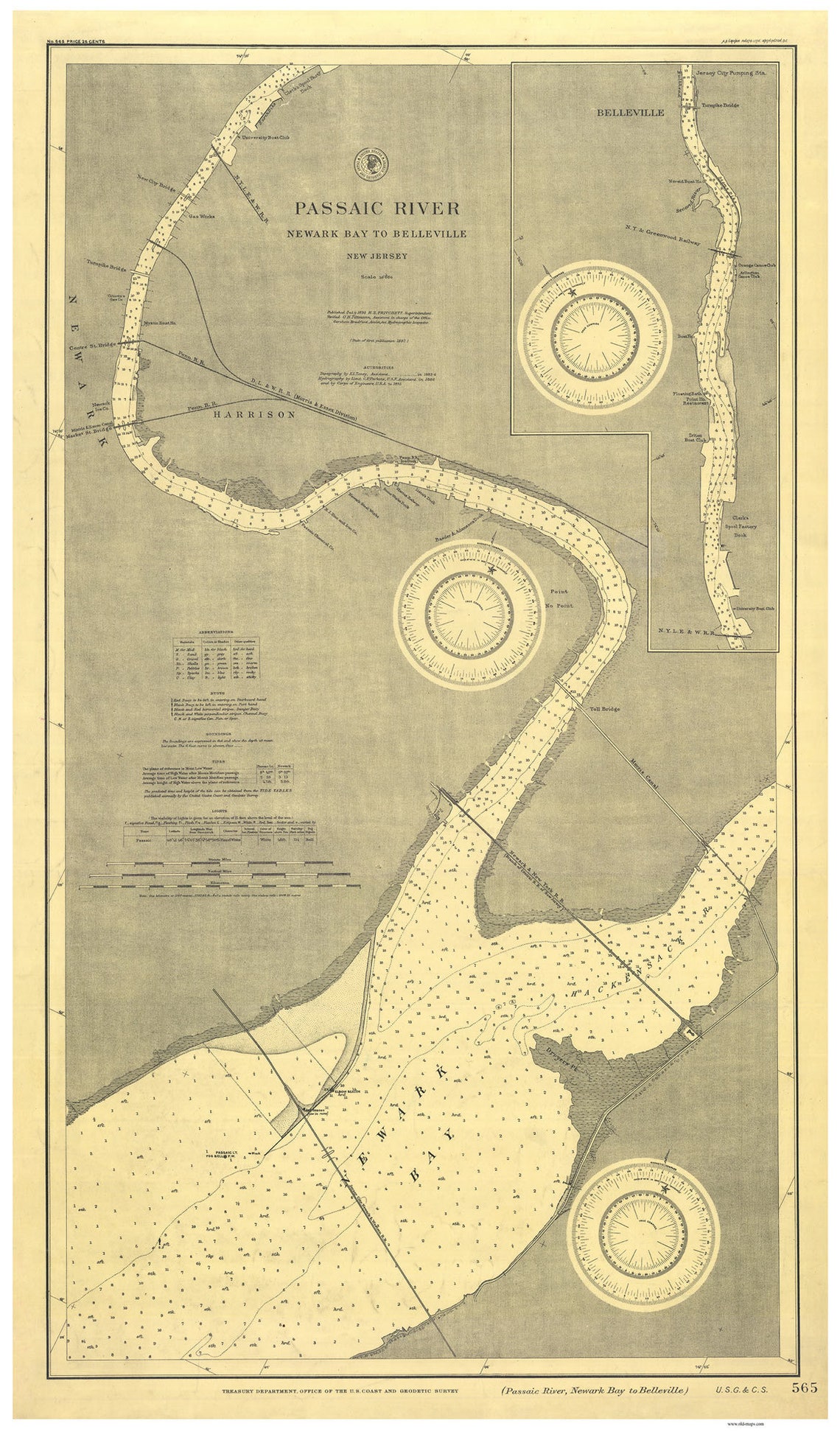 Passaic River Newark Bay to Belleville 1898 Nautical Map - Etsy