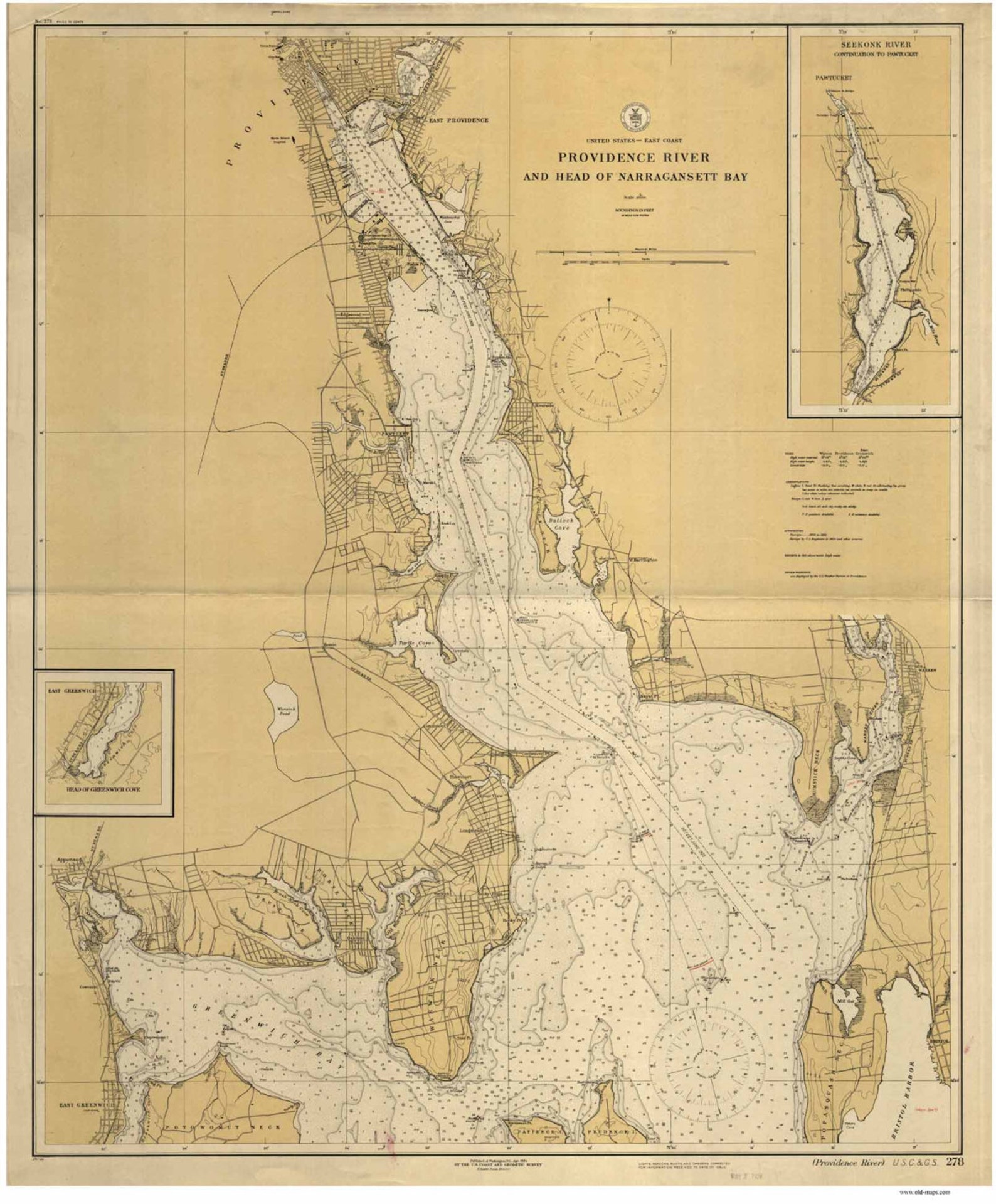 Providence River RI 1924 Nautical Map by the USCGS Reprint - Etsy