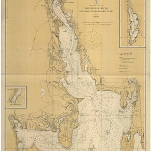 Providence River RI - 1924 Nautical Map by the USCGS - Reprint Harbors ...