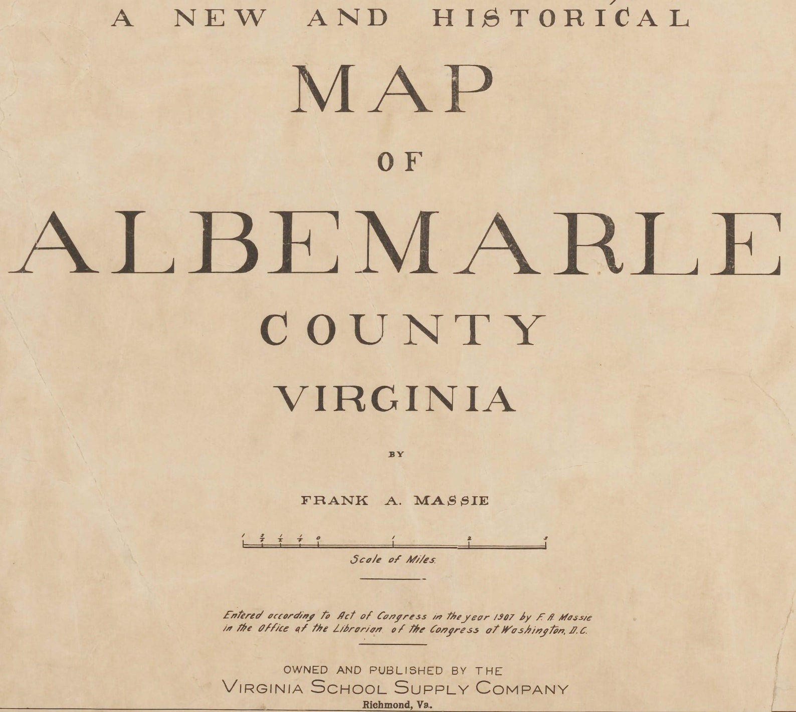 Albemarle County Virginia 1907 - Old Wall Map With Homeowner Names ...