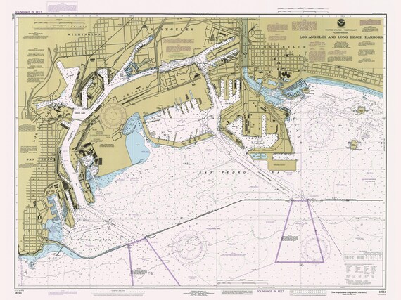 Los Angeles & Long Beach Harbors 1994 Nautical Map PC | Etsy
