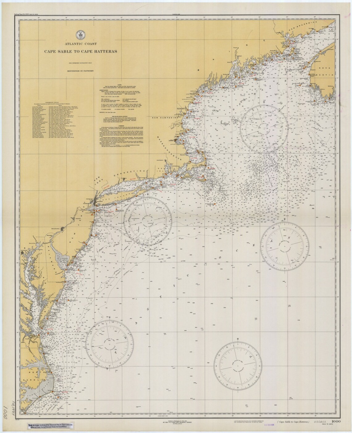Cape Sable to Cape Hatteras 1934 Nautical Map Atlantic - Etsy
