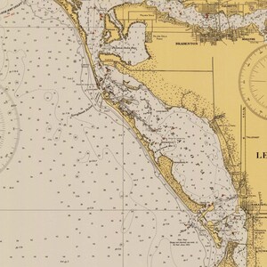 Lemon Bay to Passage Key Inlet 1930 Nautical Map Sarasota Venice Anna ...