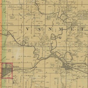 Dallas County Iowa 1883 Old Wall Map With Landowner Names Farm Lines ...