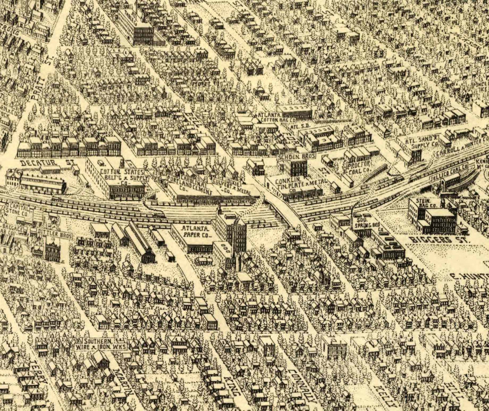 Atlanta Georgia - Old 1919 Birds Eye View - Foote & Davies - Reprint - Etsy
