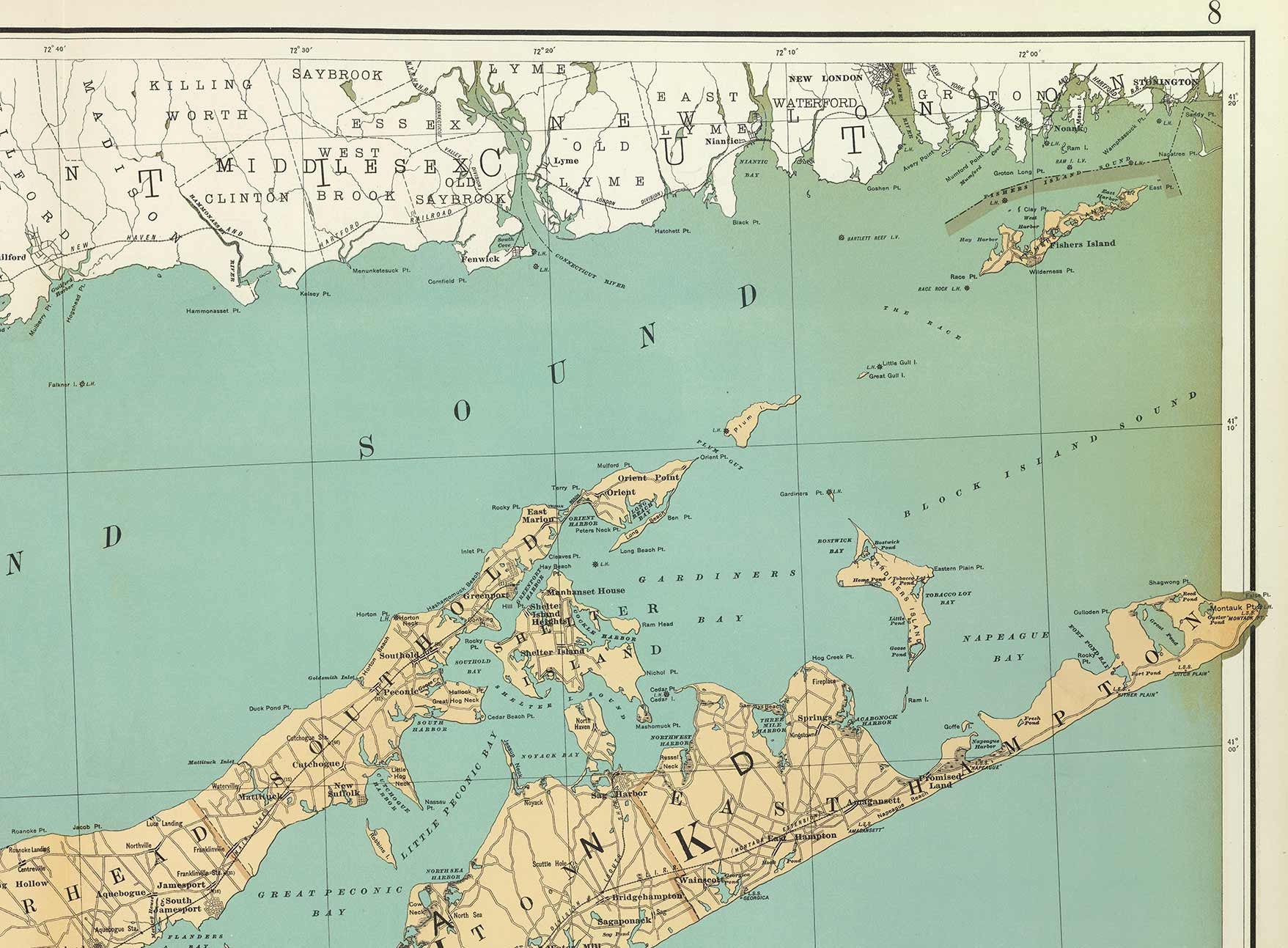 Suffolk County - Long Island - 1895 Map New York Reprint Bien State ...
