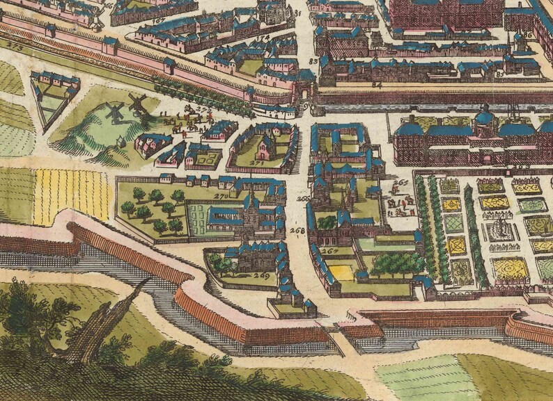 Old Map of Paris 1655 France City With Buildings in Relief | Etsy