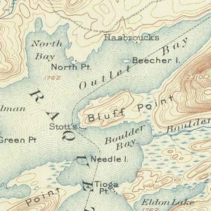 Raquette Lake 1903 USGS Old Topographic Map - Reprint - Custom ...